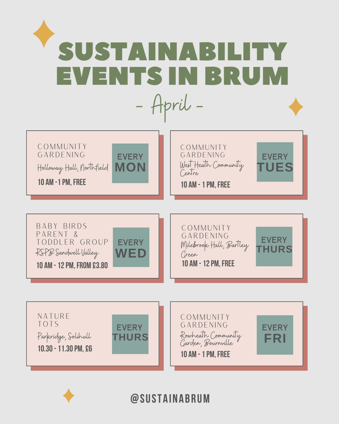 Sustainable Events in Brum – April 2025 - Sustainabrum | Birmingham